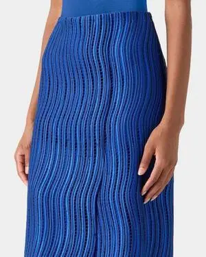 Akris Techno Wave Guipure Lace Midi Skirt - Lapis Blue