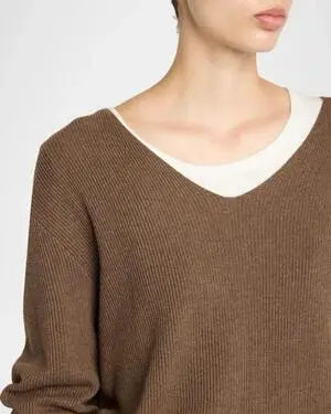 THE ROW Phef Cotton-cashmere Ribbed Top - Fudge