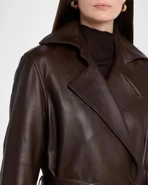 Christopher Esber Calais Leather Trench Coat - Espresso
