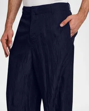 Giorgio Armani Apos;s Crinkled Viscose Trousers - Anthracite