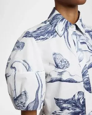 Erdem Floral-print Puff-sleeve Midi Shirtdress - Botanical