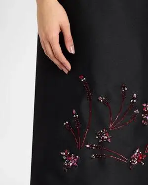 Bibhu Mohapatra Mixed-media Crystal Embroidered Silk Gazar Midi Dress - Black