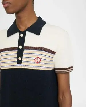 Casablanca Apos;s Cafe Stripe Knit Polo Shirt - Multi
