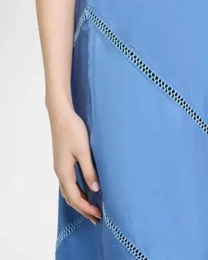 DIOTIMA Tobago Lattice-inset Silk Midi Skirt - Sky