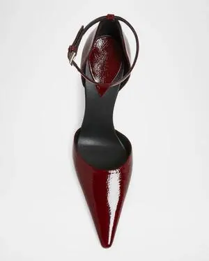 Alaïa 90mm D & Apos;orsay Shiny Leather Ankle-strap Pumps - Rubis