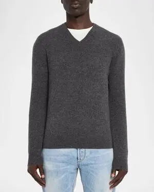 Neiman Marcus Men & Apos;s Cashmere V-neck Sweater Shield