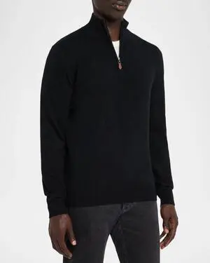 Neiman Marcus Apos;s Cashmere Quarter-zip Sweater - Black