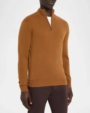 Neiman Marcus Apos;s Cashmere Quarter-zip Sweater - Camel
