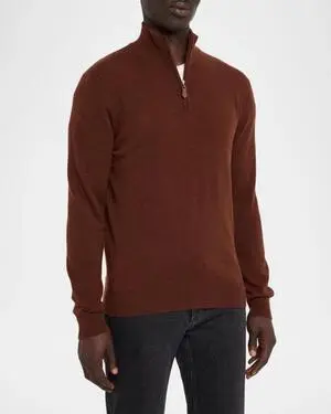 Neiman Marcus Apos;s Cashmere Quarter-zip Sweater - Cinnamon