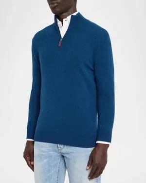 Neiman Marcus Apos;s Cashmere Quarter-zip Sweater - Denim