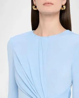 Prabal Gurung Long Sleeve Draped Sash Dress - Blue