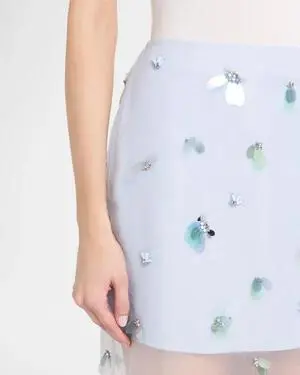 Simkhai Delilah Embellished Tulle Midi Skirt Periwinkle