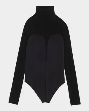 WOLFORD Corset-effect Long-sleeve Bodysuit