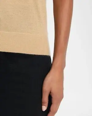 Neiman Marcus Superfine Cashmere Crewneck Shell - Camel