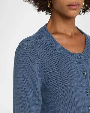 Eileen Fisher Crewneck Organic Cotton Knit Cardigan - Cldsp