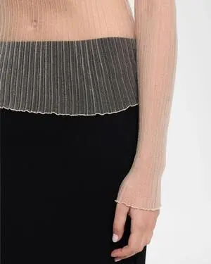 AISLING CAMPS Modern Mist Translucent Ribbed Turtleneck - Smoke
