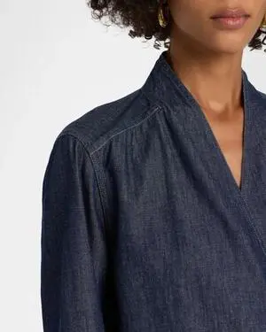 Eileen Fisher Curved Surplice Denim Jacket