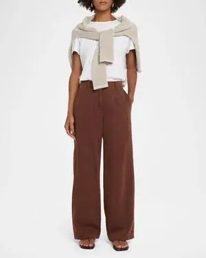 Eileen Fisher High-waisted Organic Cotton Pants