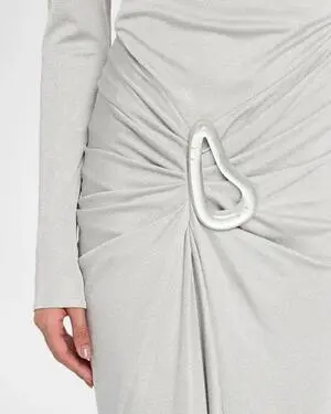 Silvia Tcherassi Venus Draped Long-sleeve Midi Dress - Silver