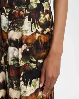 Libertine Take The Reins Baggy Silk Trousers - Brown Mult