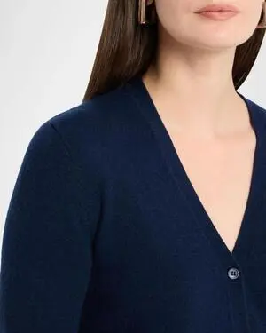 Neiman Marcus Cashmere V-neck Cardigan Navy