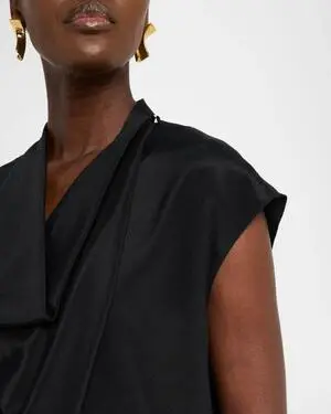Lafayette 148 New York Cap-sleeve Cowl-neck Blouse