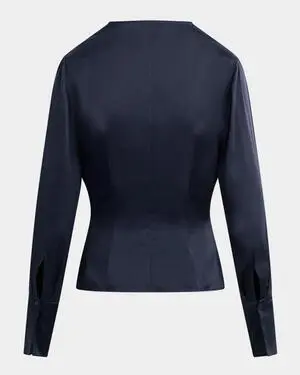 FAVORITE DAUGHTER The Romance Satin Pleated Top - Midnight