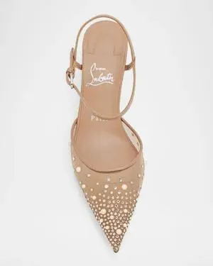CHRISTIAN LOUBOUTIN 60mm Miss Z Riviera Strass Mesh Pumps - Blush