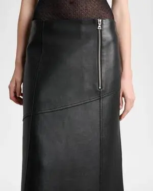 Victoria Beckham Paneled Leather Midi Skirt