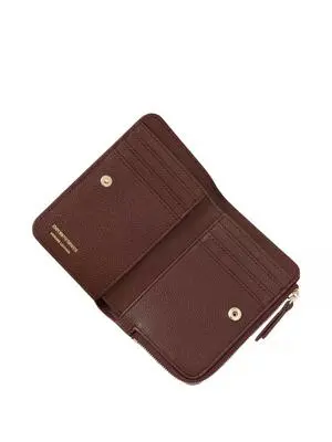 Emporio Armani Textured Leather Billfold Wallet With Zip-around Closure - Red