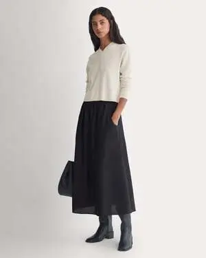 Everlane Pull-on Maxi Skirt In Cotton Silk - Black