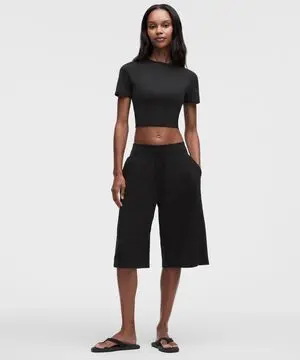 Lululemon Wundermost Ultra-soft Nulu Crewneck Cropped T-shirt - Black