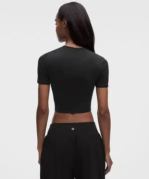 Lululemon Wundermost Ultra-soft Nulu Crewneck Cropped T-shirt - Black