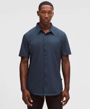 Lululemon Airing Easy Short-sleeve Shirt - Grid Drift Navy Multi