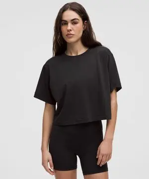 Lululemon All Yours Organic Cotton-blend Cropped T-shirt - Black