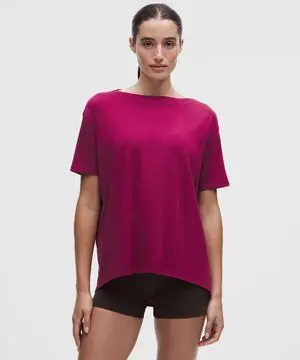 Lululemon Back In Action Organic Cotton-blend T-shirt - Raspberry Rave
