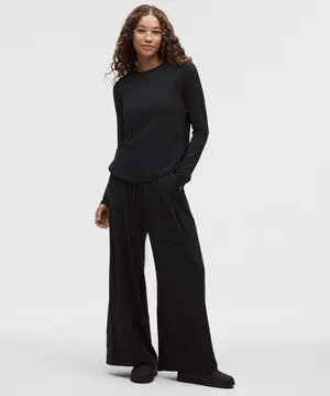 Lululemon Becalm High-rise Pleated Extra-wide Leg Pant Black