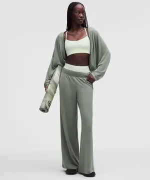 Lululemon Becalm Mid-rise Wide-leg Pant - Willow Leaf