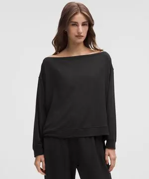 Lululemon Becalm Oversized Boatneck Long-sleeve Shirt - Black