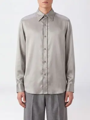 Dries Van Noten Classic Silk Shirt With French Collar And Curved Hem - Mint