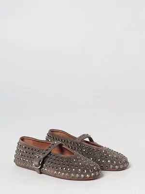 Alaïa Suede Mary Jane Ballet Flats With Rhinestone Application