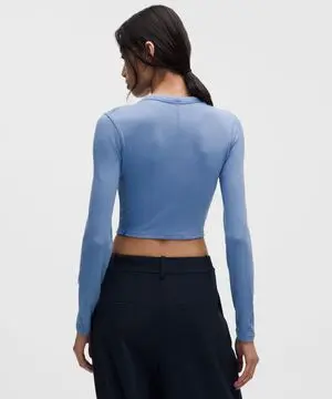 Lululemon Hold Tight Straight-hem Cropped Long-sleeve Shirt - Prep Blue