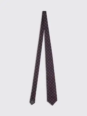 Brunello Cucinelli Geometric Print Pure Silk Tie With Loop Violet