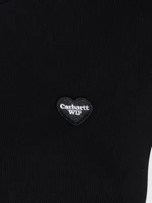 Carhartt Work In Progress Slim Fit Crewneck Cotton T-shirt With Contrast Logo - Black