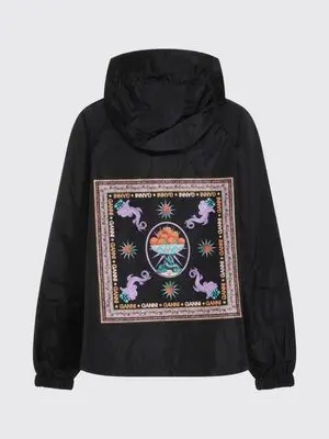 GANNI Short Hooded Windbreaker Jacket With Butterfly Logo