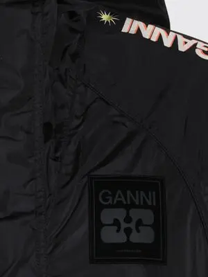 GANNI Short Hooded Windbreaker Jacket With Butterfly Logo