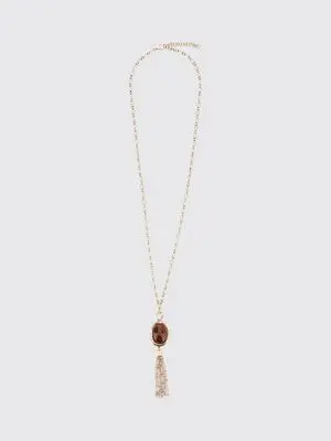 TWINSET Adjustable Metal Charm Necklace With Metallic Mesh Tassels - Copper Red