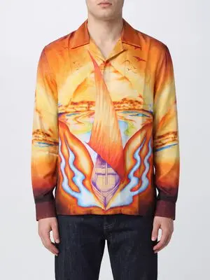Casablanca Long-sleeved Silk Shirt With All-over Graphic Print - Fa01