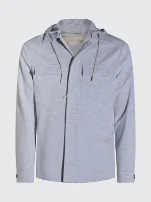Eleventy Wool And Cashmere Blend Shacket With Hood And Drawstring