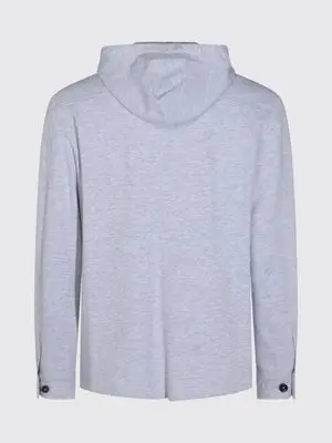 Eleventy Wool And Cashmere Blend Shacket With Hood And Drawstring